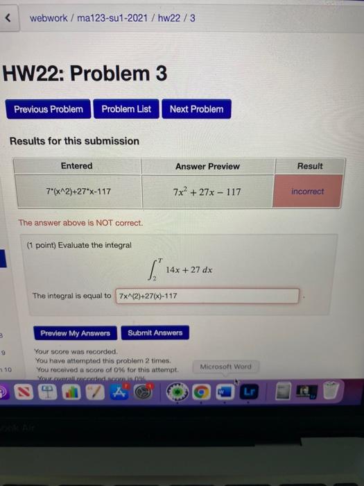 Solved webwork / ma123-su1-2021 /hw22/3 HW22: Problem 3 | Chegg.com
