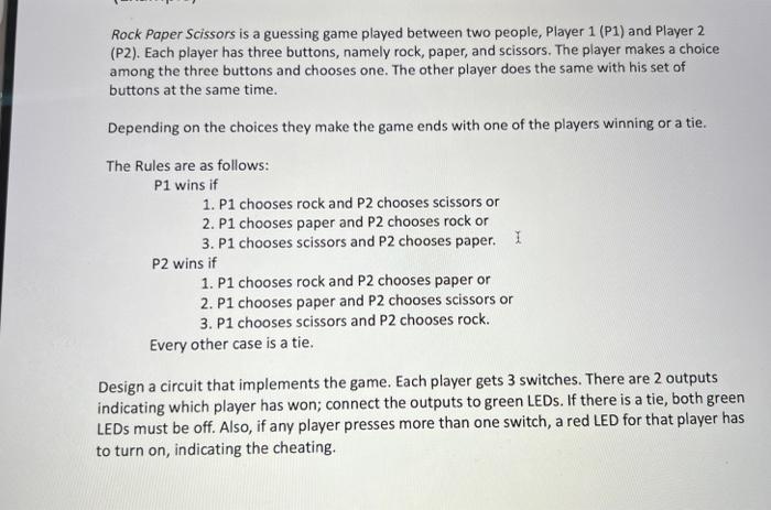 Solved Rock Paper Scissors is a guessing game played between | Chegg.com