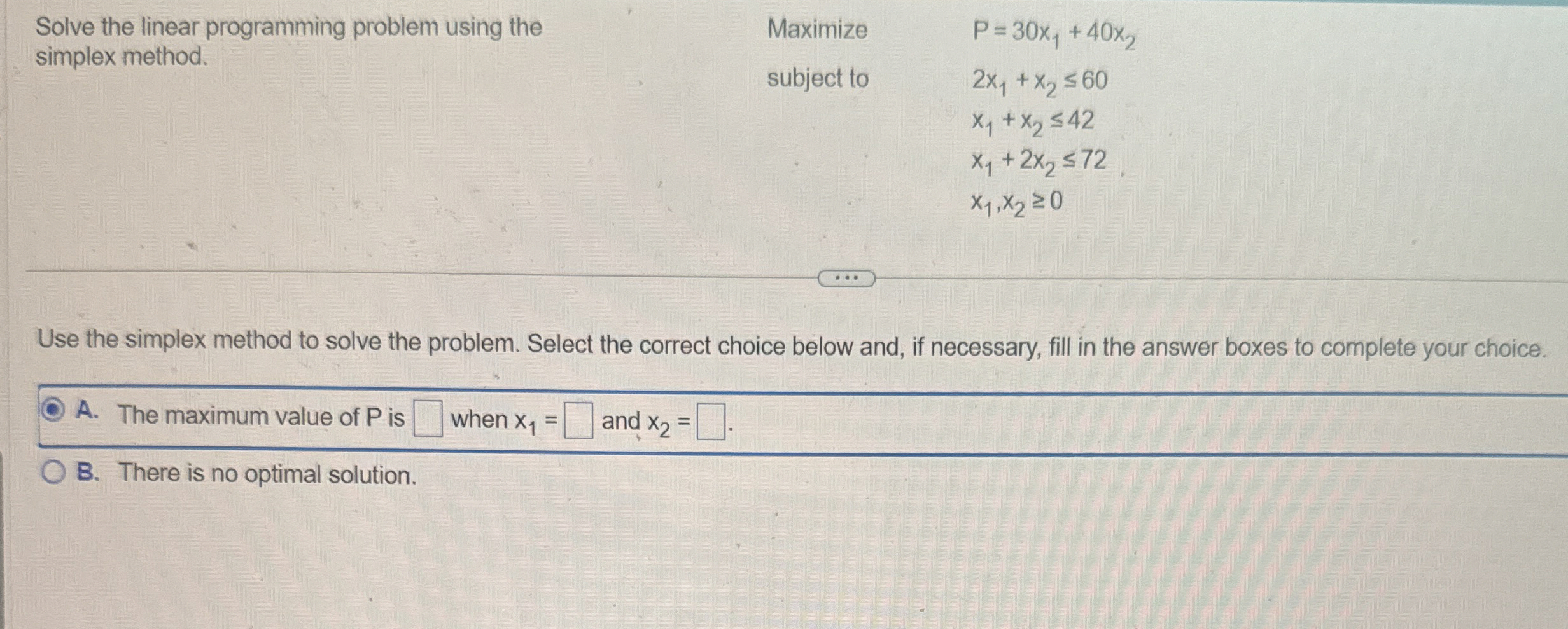 Solved Solve the linear programming problem using the | Chegg.com