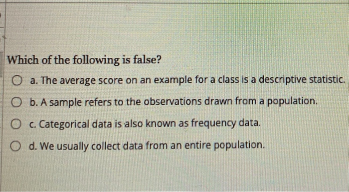 Solved Which Of The Following Is False A The Average Score Chegg solved-which-of-the-following-is-false-a-the-average-score-chegg