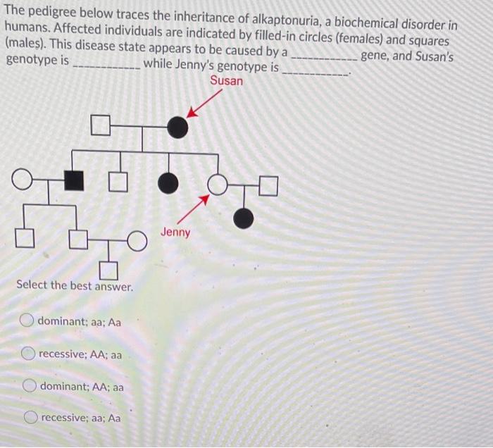 Solved The pedigree below traces the inheritance of | Chegg.com
