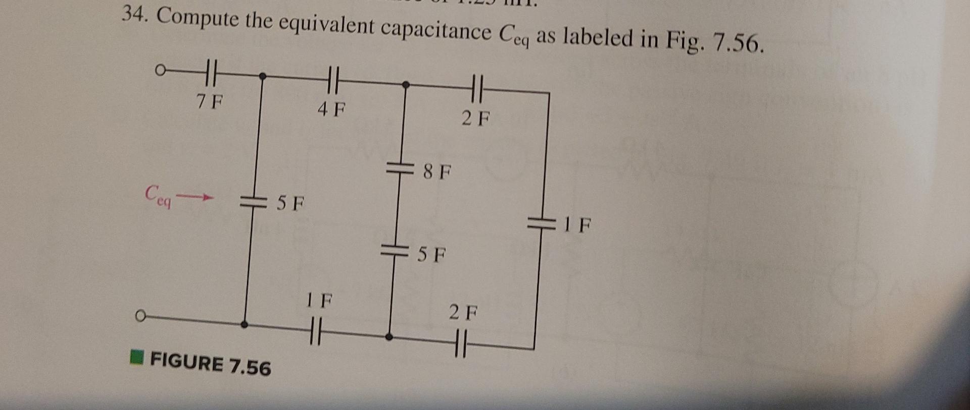 Solved 34. Compute the equivalent capacitance Ceq as labeled | Chegg.com