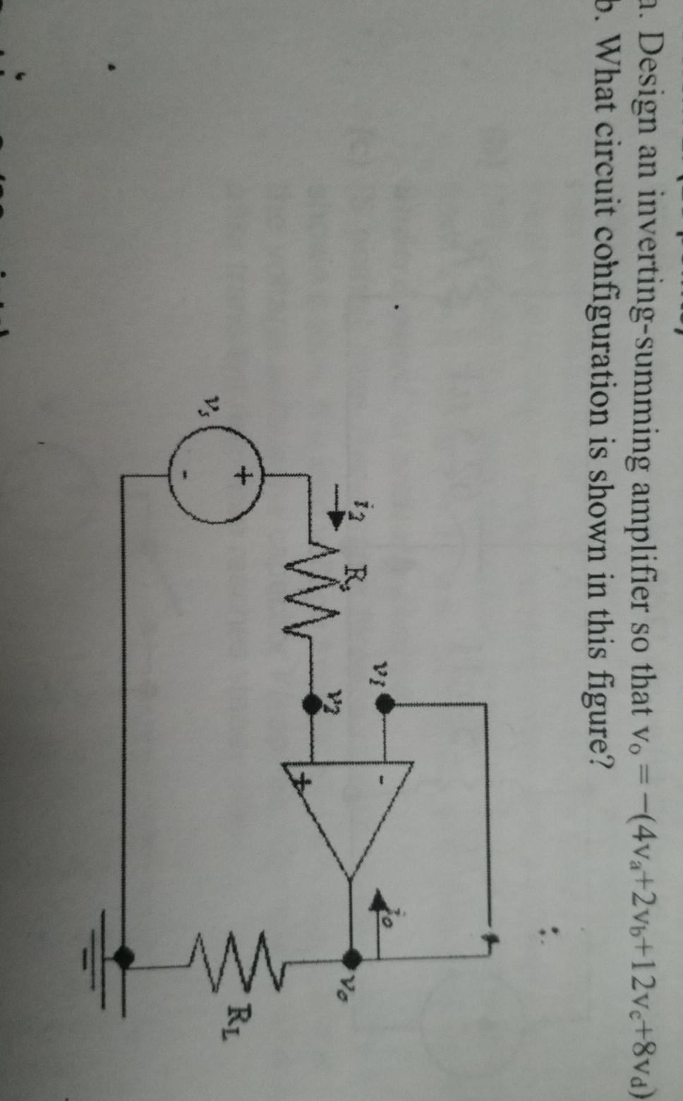 Solved a. Design an inverting-summing amplifier so that | Chegg.com