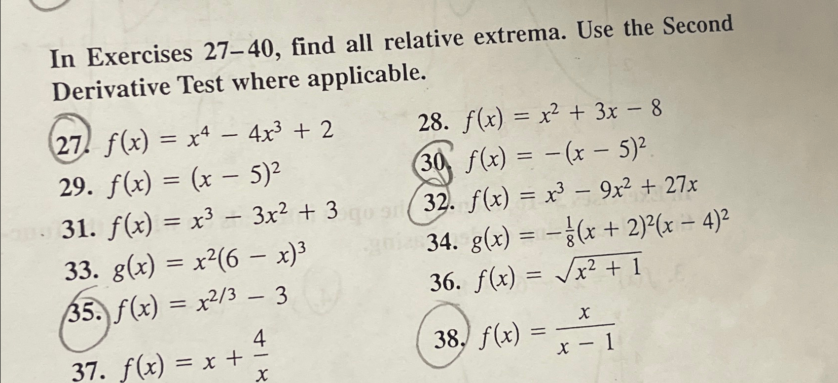 Solved In Exercises 27-40, ﻿find all relative extrema. Use | Chegg.com