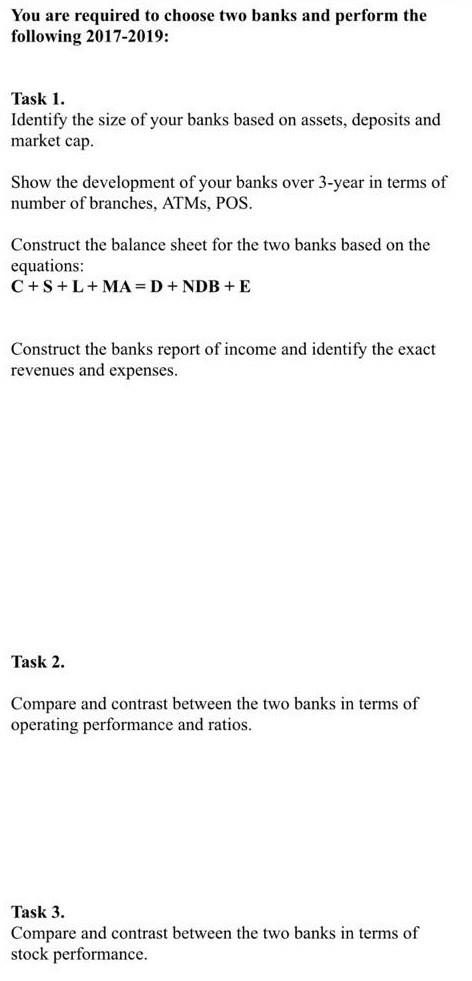 Task 2. Compare and contrast between the two banks in | Chegg.com