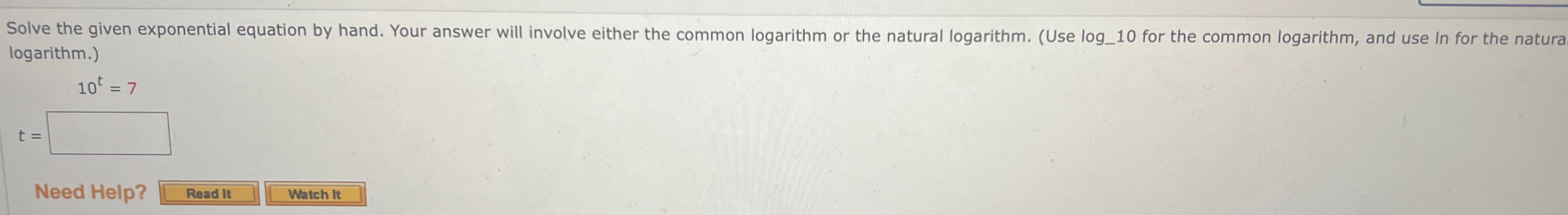 Solved Solve the given exponential equation by hand. Your | Chegg.com