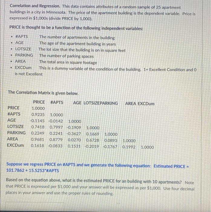 Solved Correlation and Regression. This data contains | Chegg.com
