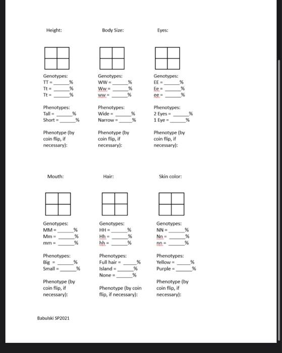 Solved Minion Genetics Lab You will need a coin, colored | Chegg.com