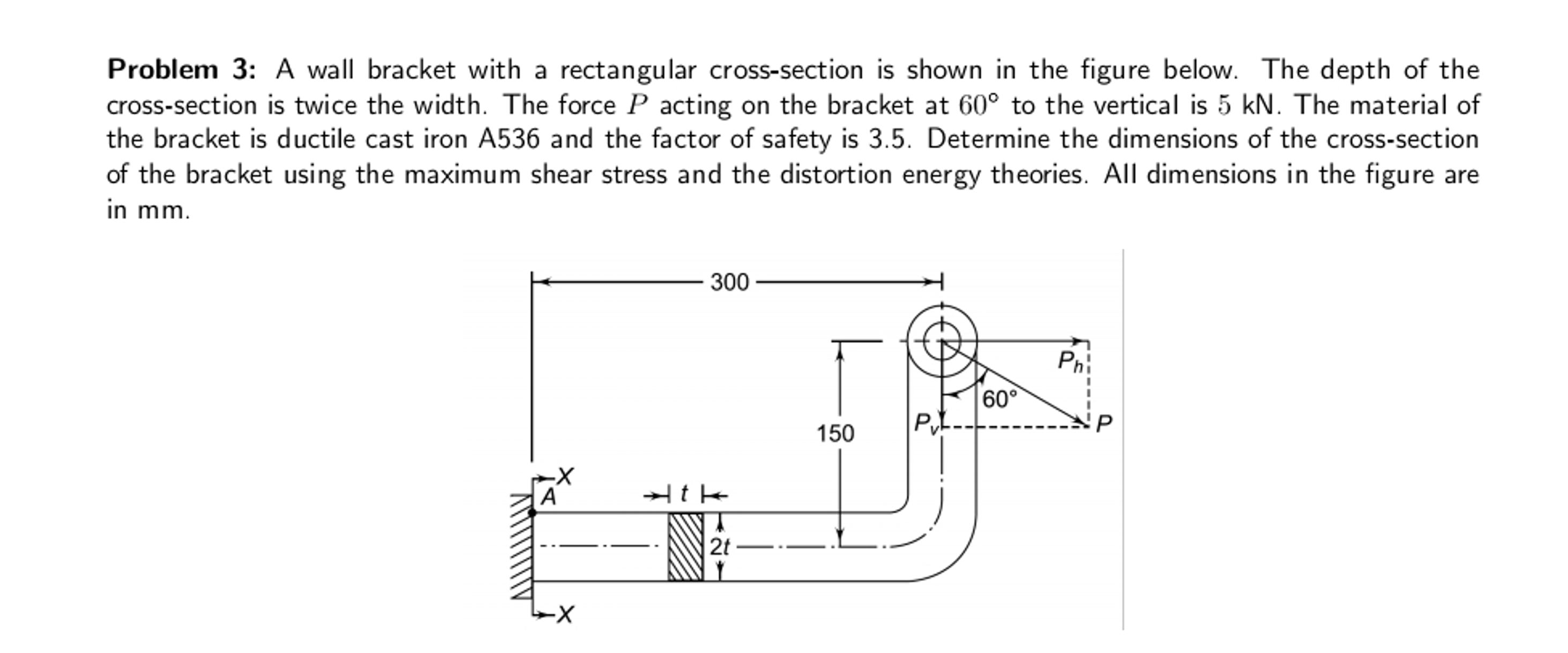 Solved Problem 3: A wall bracket with a rectangular | Chegg.com