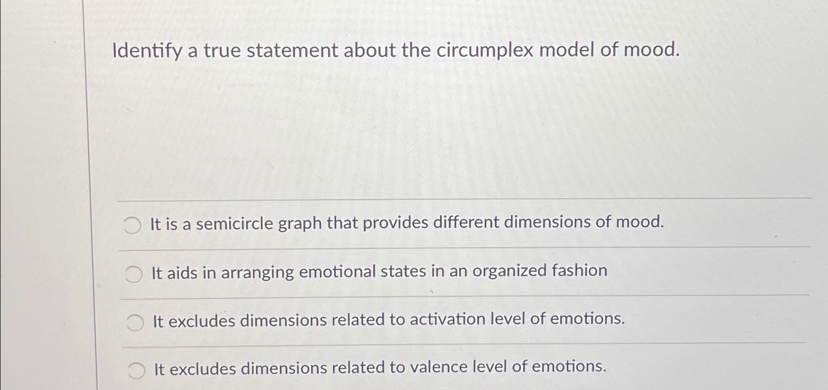 Solved Identify a true statement about the circumplex model | Chegg.com
