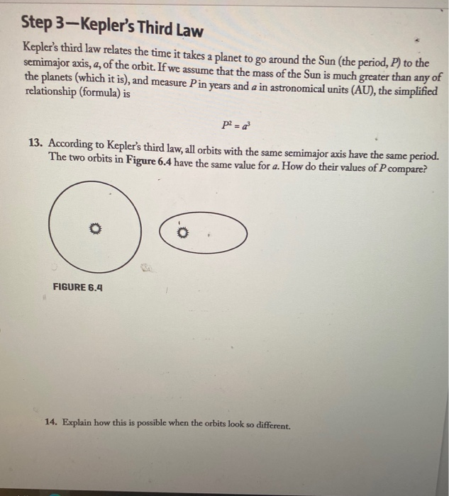 Solved Step 3-Kepler's Third Law Kepler's third law relates | Chegg.com