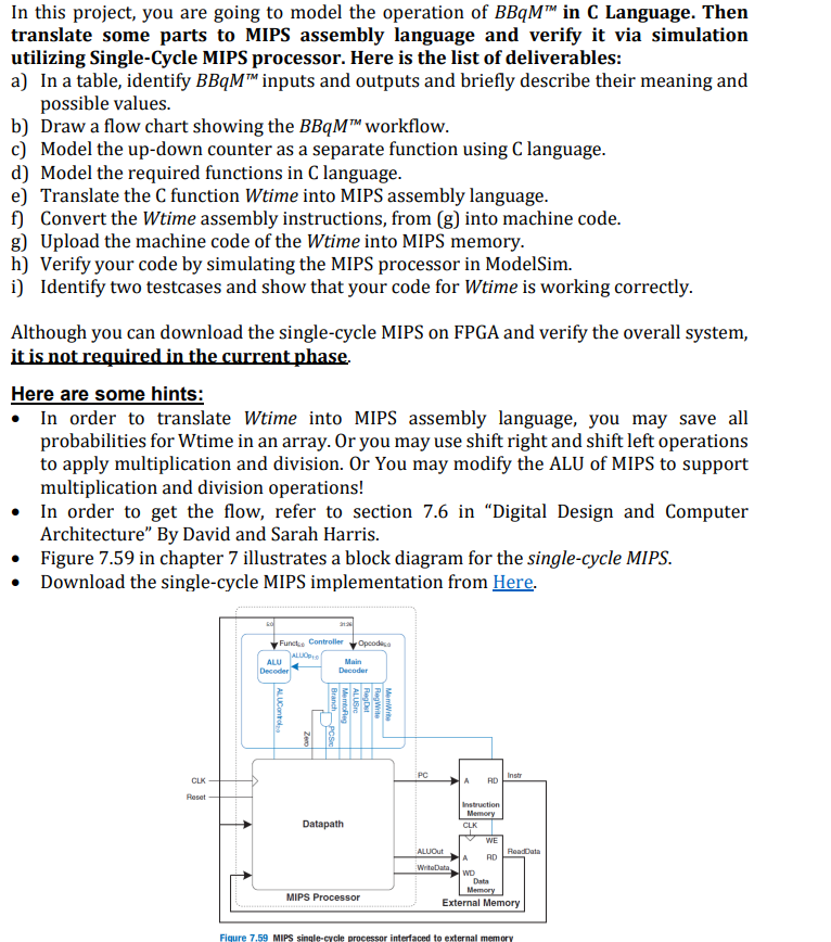 In this project, you are going to model the operation | Chegg.com