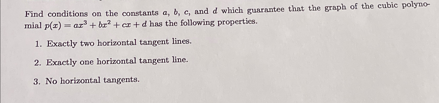 Solved Find conditions on the constants a,b,c, ﻿and d ﻿which | Chegg.com