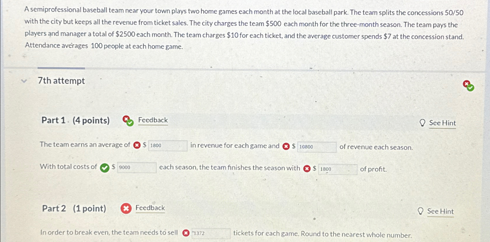Solved A semiprofessional baseball team near your town plays | Chegg.com