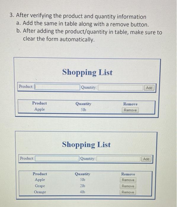 Solved 1. Design a Shopping List making WebApp with the | Chegg.com