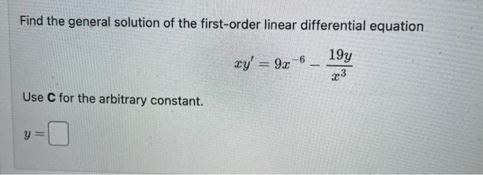 Solved Find the general solution of the first-order linear | Chegg.com