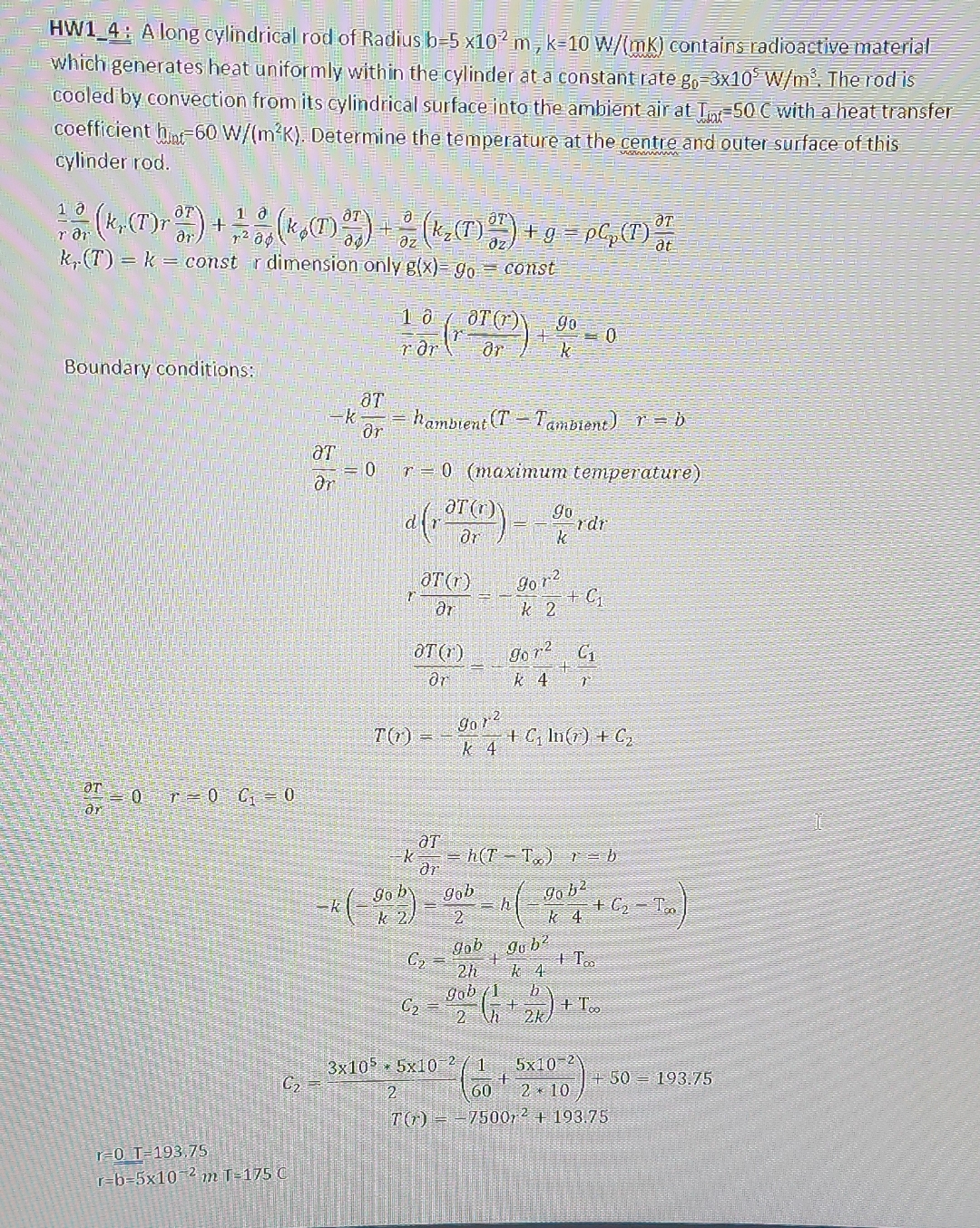 Solved HW1_4: A long cylindrical rod of Radius | Chegg.com