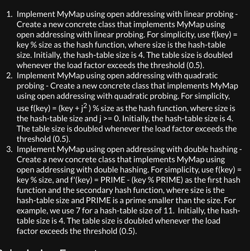 Implement MyMap using open addressing with linear | Chegg.com Implement MyMap using open addressing with linear | Chegg.com