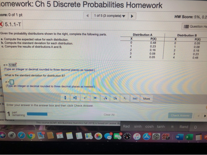 Solved omework: Ch 5 Discrete Probabilities Homework ore: 0 | Chegg.com