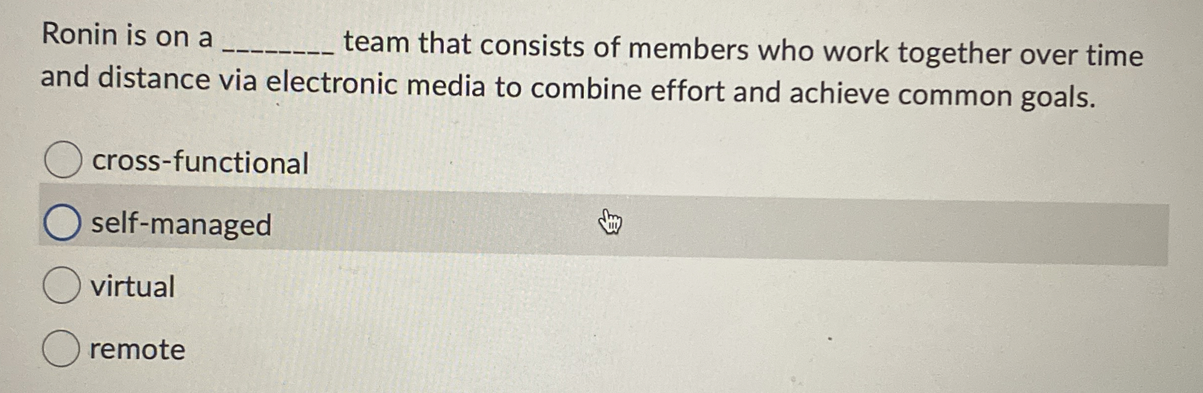 Solved Ronin is on a q, ﻿team that consists of members who | Chegg.com