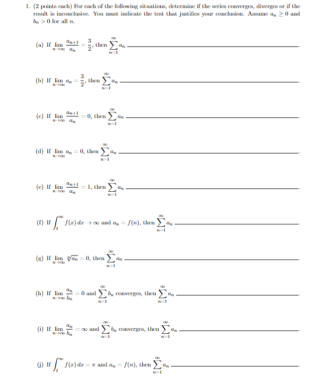Solved (2 ﻿points each) ﻿For each of the following | Chegg.com