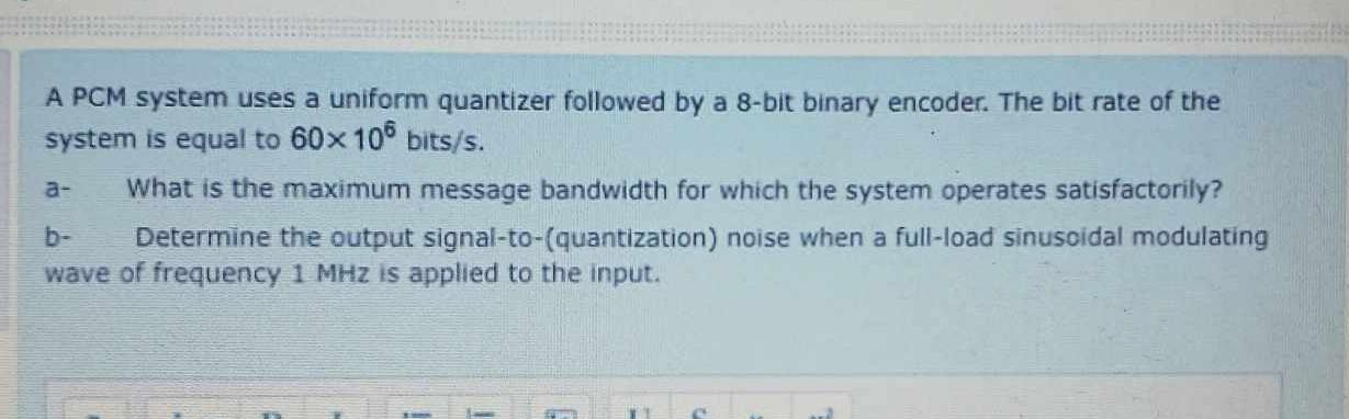 Solved A Pcm System Uses A Uniform Quantizer Followed By A 