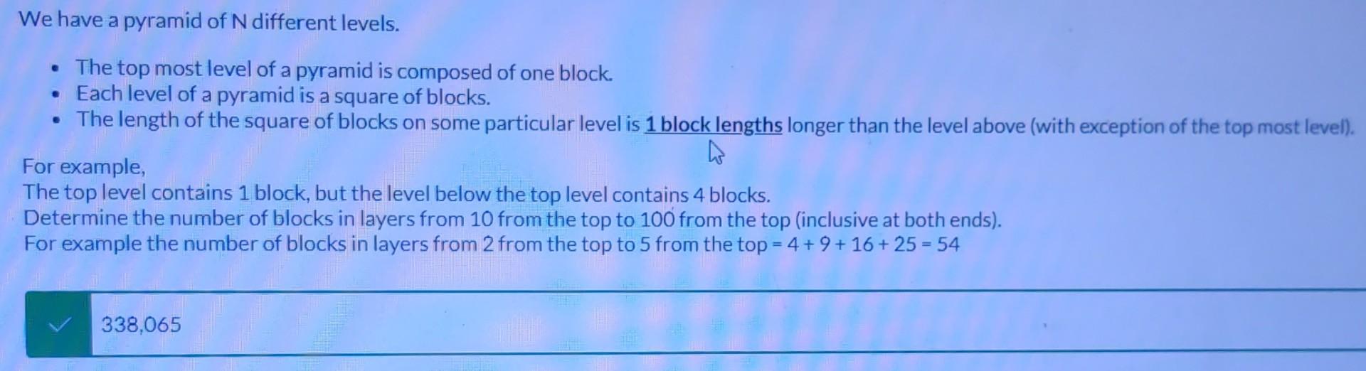 Solved We have a pyramid of N different levels. - The top | Chegg.com