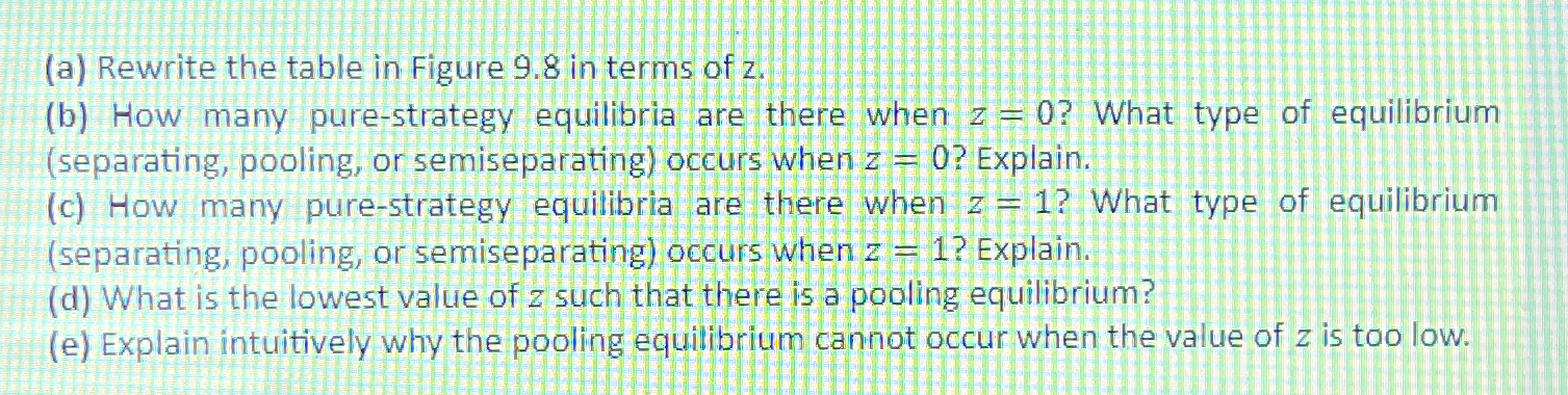 (a) ﻿Rewrite the table in Figure 9.8 ﻿in terms of | Chegg.com