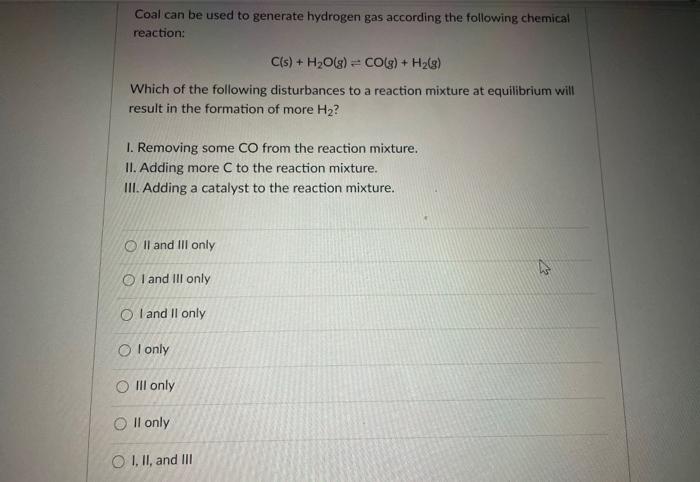 Solved Coal can be used to generate hydrogen gas according | Chegg.com