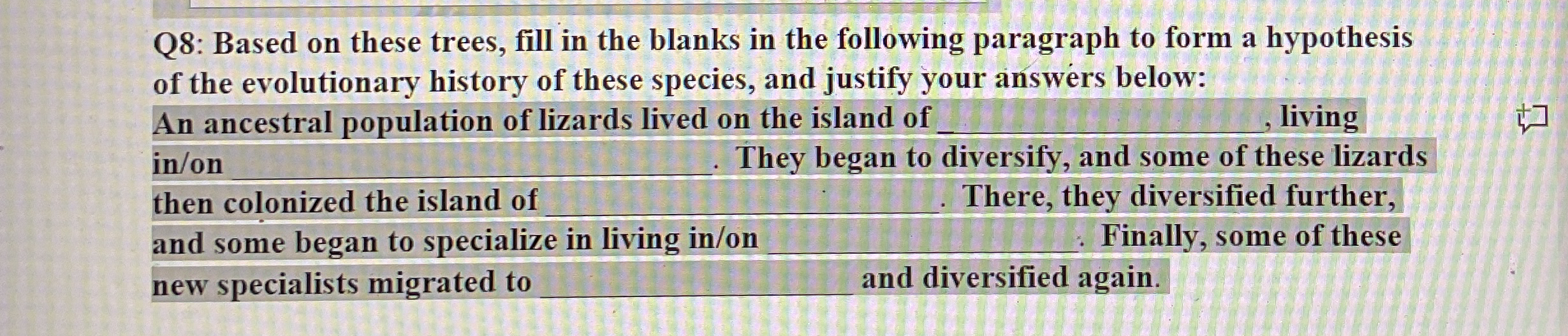 Solved Q8: Based on these trees, fill in the blanks in the | Chegg.com