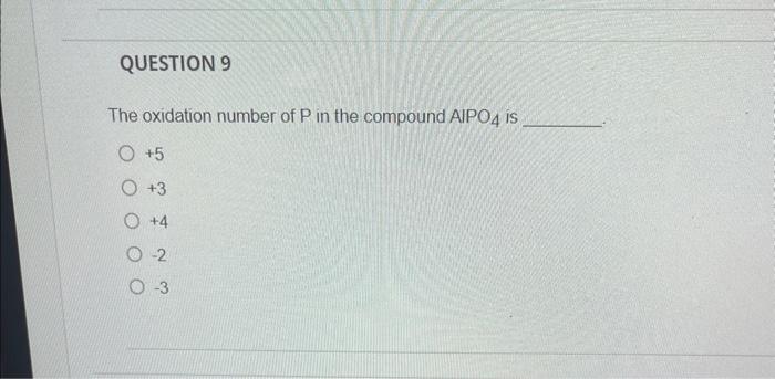 Solved The oxidation number of P in the compound AlPO4 is +5 | Chegg.com