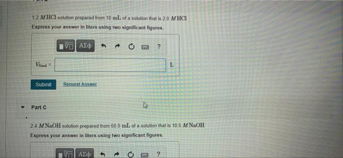 Solved What is the final volume of each of the following | Chegg.com