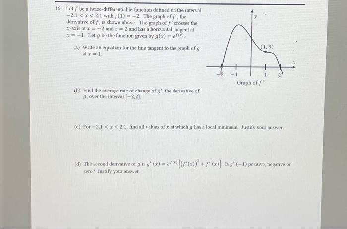 Solved 16. Let f be a twice-differentiable function defined | Chegg.com