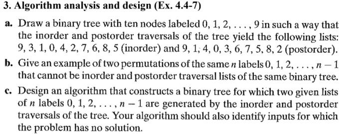 Solved 3. Algorithm analysis and design(Ex.4.4-7)a. Draw a | Chegg.com