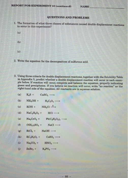 NAME SECTION DATE REPORT FOR EXPERIMENT 10 INSTRUCTOR | Chegg.com