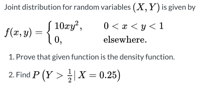 Solved Joint distribution for random variables (X, Y) is | Chegg.com