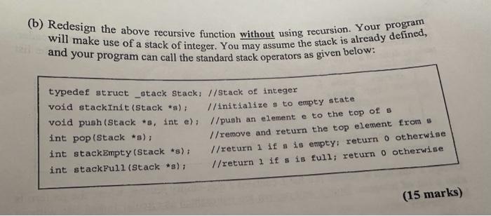 Solved Question 5: (a) Consider the recursive function given | Chegg.com