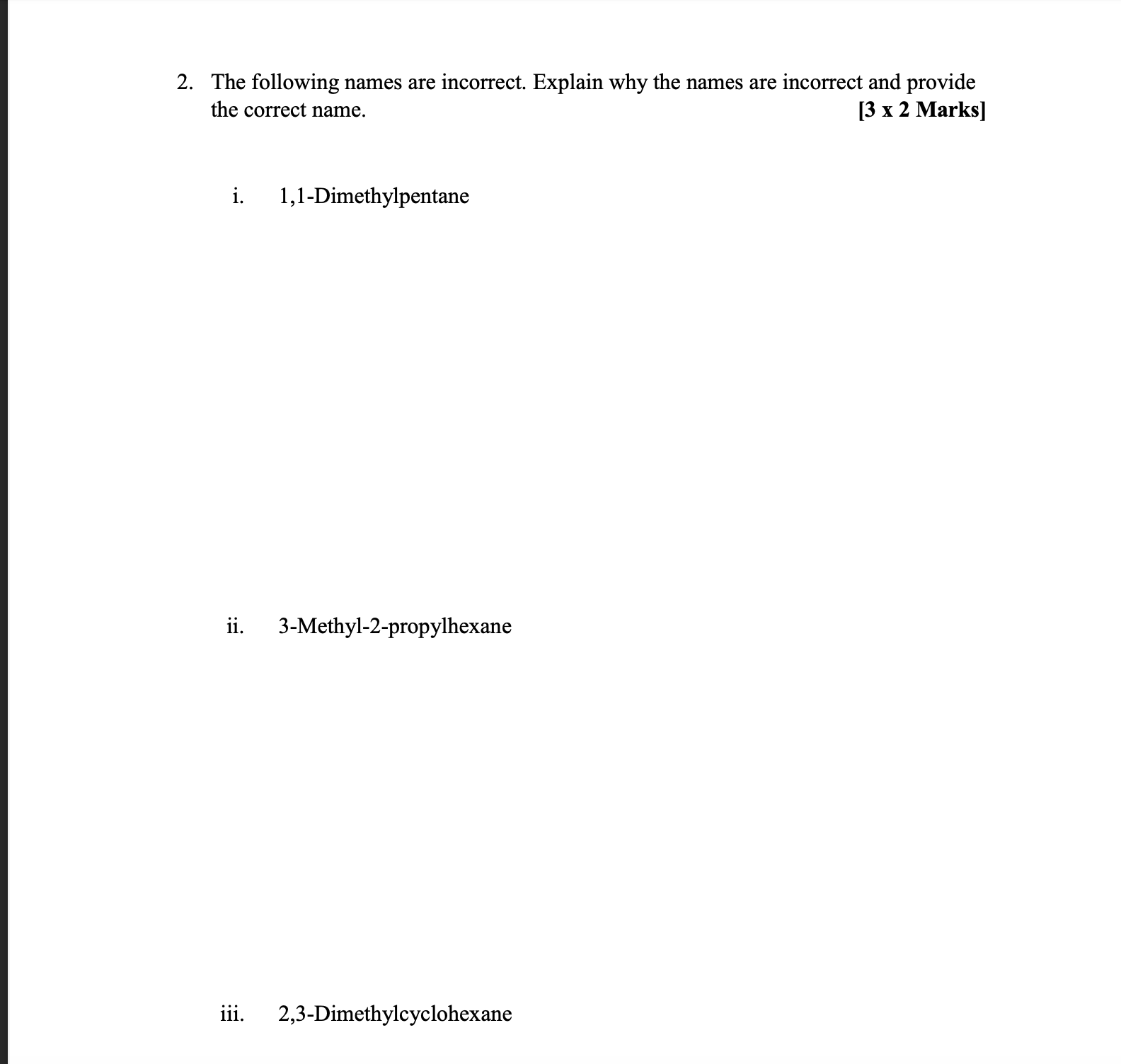 Solved The following names are incorrect. Explain why the | Chegg.com