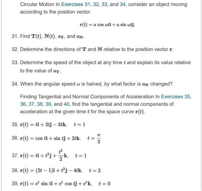 Solved Circular Motion In Exercises 31, 32, 33, and 34, | Chegg.com