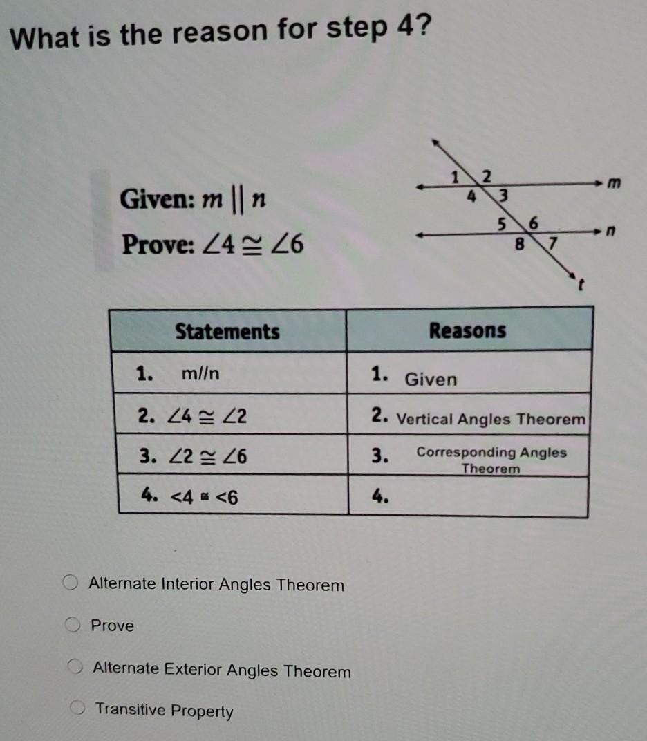 Solved PROVING ANGLES CONGRUENT Given: p//a Prove: | Chegg.com