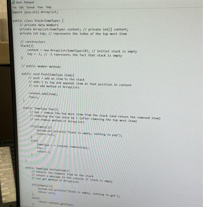 Solved Rewrite the stack class (download from Modules->Week | Chegg.com