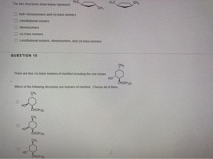 Solved H.CO The two structures show below represent HC CH, | Chegg.com