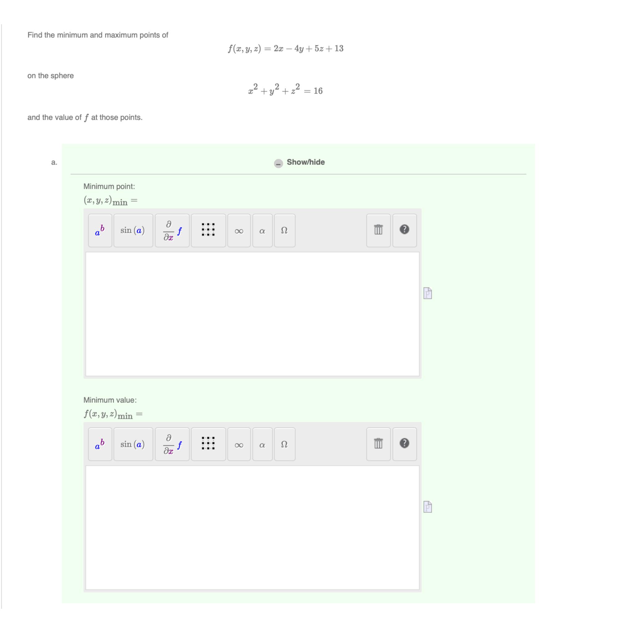 Solved Find the minimum and maximum points | Chegg.com