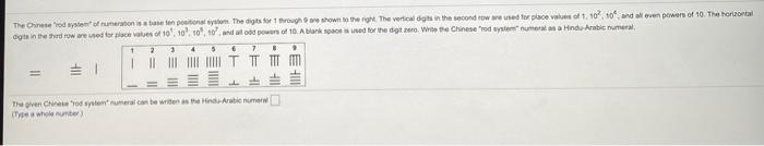 Solved IT IT The Chinese rod system of numeration is a base | Chegg.com