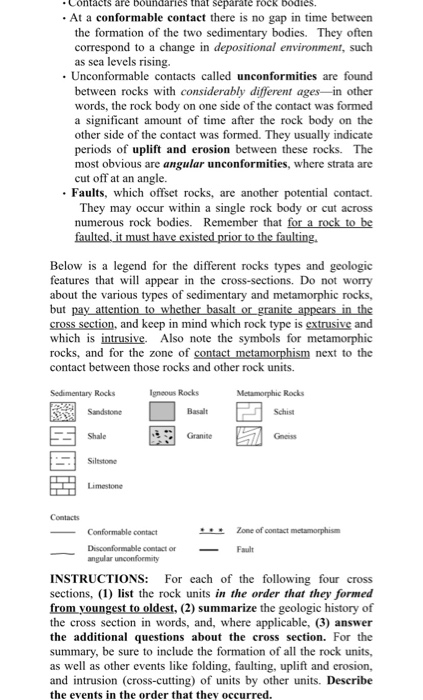 Solved . Contacts are boundaries that separate rock bodies. | Chegg.com