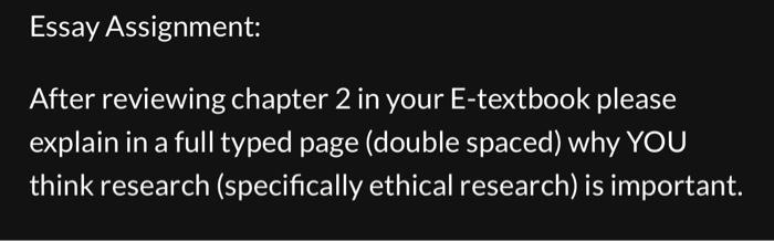 Solved Essay Assignment: After reviewing chapter 2 in your | Chegg.com