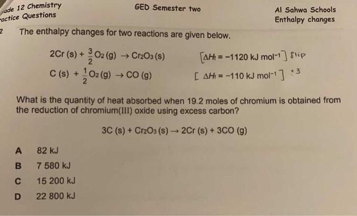 Solved GED Semester two ade 12 Chemistry actice Questions 2 | Chegg.com Solved GED Semester two ade 12 Chemistry actice Questions 2 | Chegg.com