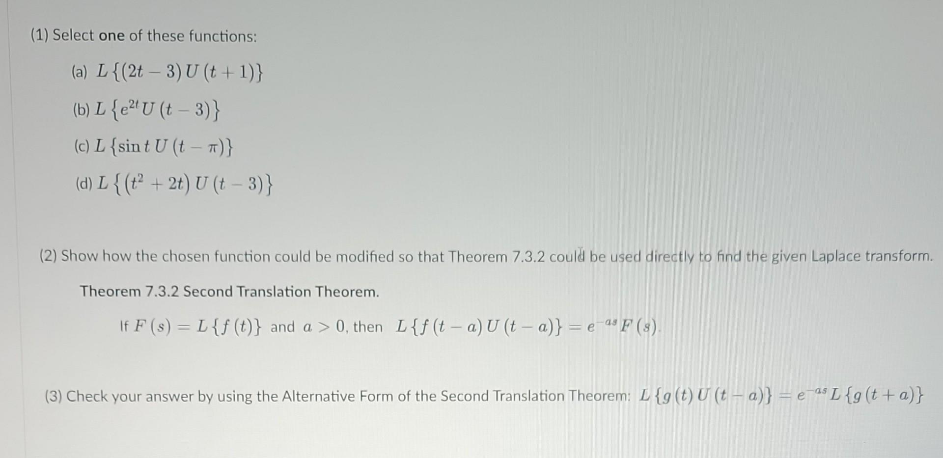 Solved (1) Select one of these functions: (a) | Chegg.com