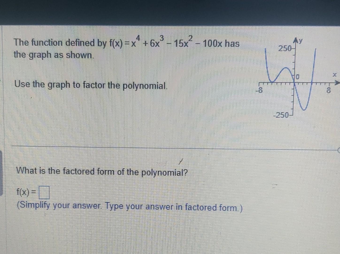 Solved The function defined by f(x)=x4+6x3−15x2−100x has the | Chegg.com