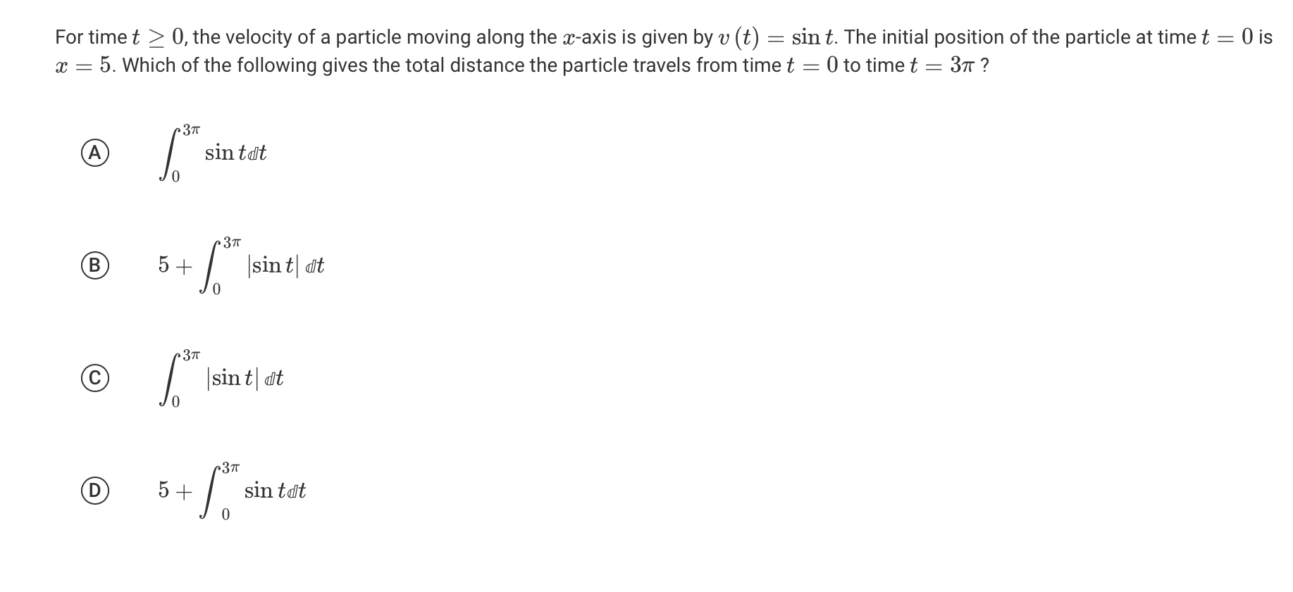Solved For time t≥0, ﻿the velocity of a particle moving | Chegg.com